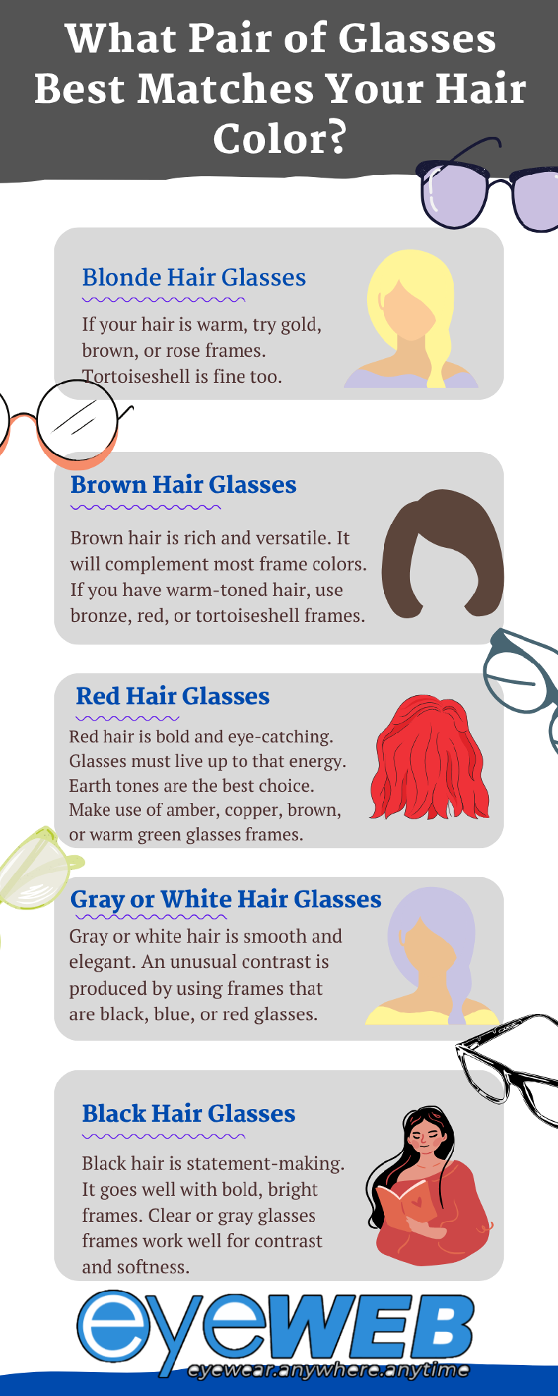 What Pair of Glasses Best Matches Your Hair Color?